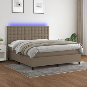 Box spring postel s matrací a LED taupe 180x200 cm textil,  3135217