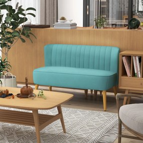 HOMCOM dvoumístná pohovka se sametovým vzhledem — moderní čalouněná pohovka do obývacího pokoje a menších prostor, 117 x 56,5 x 77 cm, zelená