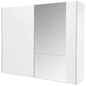 Bílá zrcadlová šatní skříň BASTIA 250 cm