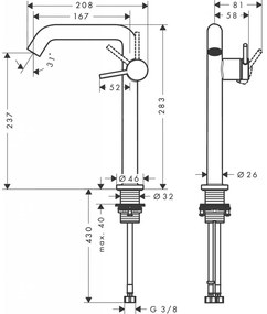 Hansgrohe Tecturis S - Páková baterie pro umyvadlovou mísu 240 Fine CoolStart EcoSmart+ s odtokovou soupravou, černá matná 73370670