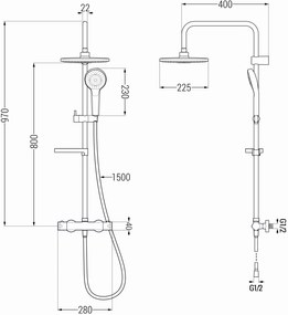 Mexen KX05 sprchový set s termostatickou baterií Kai, černá, 771500591-70