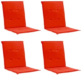Podušky na zahradní židle - 4 ks - červené | 100x50x3 cm