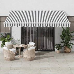 Automatická zatahovací markýza antracitová a bílá 400 x 350 cm 3215794
