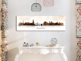Obraz Čokoládový Hamburk (1-dílný) - městská architektura na světlém pozadí