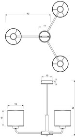 Lustr na tyči ATLANTA 3xE27/60W/230V