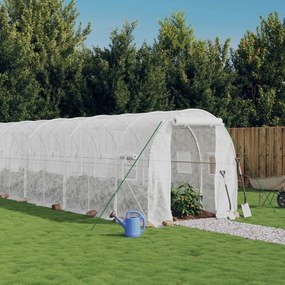 vidaXL Skleník s ocelovým rámem 36 m² 18 x 2 x 2 m [3188035] Barva: Bílá