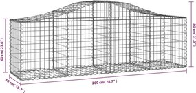 vidaXL Klenuté gabionové koše 8 ks 200x50x60/80 cm pozinkované železo [3145604]