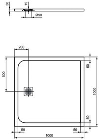 Ideal Standard Ultra Flat S - Sprchová vanička 100 x 100 cm, betonových šedá, K8216FS