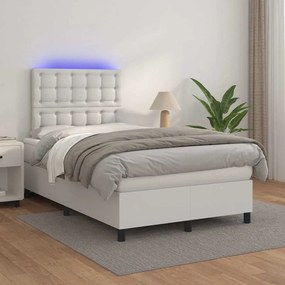 Box spring postel s matrací a LED bílá 120 x 190 cm umělá kůže 3270294