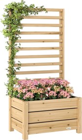 Outsunny vyvýšený truhlík s mříží — přírodní smrkové dřevo, odtokový otvor, netkaná vložka, 60 x 39 x 120 cm | Aosom
