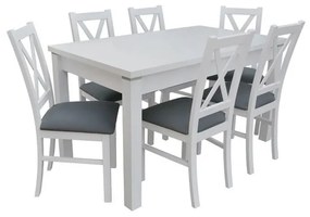 Stůl s židlemi pro 6 osob - RK099, Barva dřeva: bílá, Potah: ekokůže Soft 010