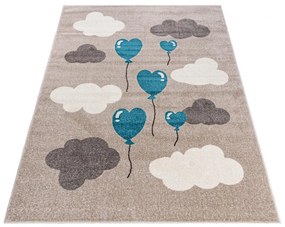 Dětský kusový koberec Modré balónky béžový 133x190cm