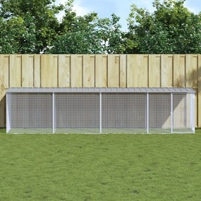 Klec pro kuřata se střechou světle šedá 403 x 98 x 90 cm ocel 3189055