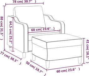 Křeslo s podnožkou krémové 60 cm textil 3201129