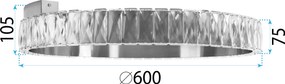 Toolight Toolight, LED křišťálové závěsné svítidlo 60cm, APP1506-C, zlatá matná, OSW-06790