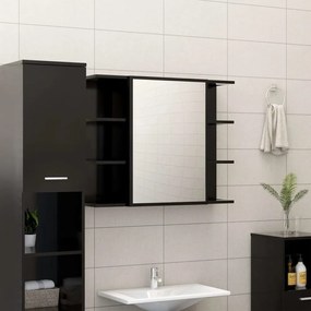 Petromila Koupelnová skříňka se zrcadlem černá 80x20,5x64 cm dřevotříska
