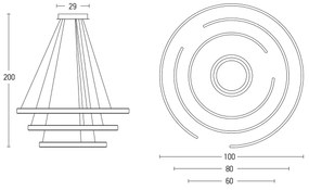 Zambelis 2015 závěsné LED stmívatelné svítidlo kávová, 120W, 3000K, ø100cm