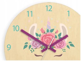 M.Clock Dětské nástěnné hodiny lama 30x30cm hnědé