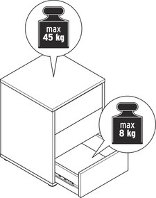 Tchibo - Noční stolek boxspring - barva: bílá