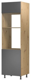 Vysoká kuchyňská skříňka na vestavné spotřebiče D60PM Langari (dub artisan + šedá matná). 1016898