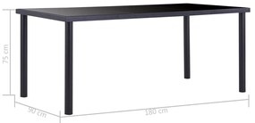 vidaXL Marketos Jídelní stůl černý 180 x 90 x 75 cm tvrzené sklo