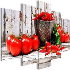 Obraz - Red Vegetables (5 Parts) Wood Wide