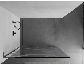 Mexen Kioto L, sprchová zástěna Walk-In 100 x 200 cm, 8mm čiré sklo bílý vzor, ​​grafitový profil, 800-100-103-66-97