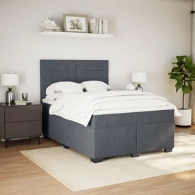 Box spring postel s matrací tmavě šedý 140 x 190 cm samet 3290907
