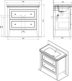 Sapho Cross CR291 umyvadlová skříňka  85 x 81 cm starobílá Koupelny Bernold