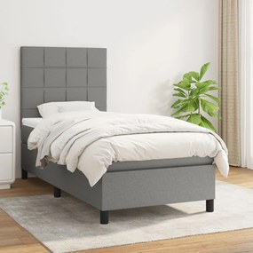 vidaXL Box spring postel s matrací 90x190 cm textil [3141741] Barva: Tmavě šedá