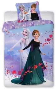 Textylia Bavlněné dětské licenční povlečení Frozen Elsa a Anna Královny 140x200cm/70x80cm modré
