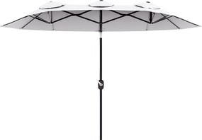 Dvojitý zahradní slunečník Outsunny s naklápěním o 45° a 3 větracími otvory, venkovní slunečník z oceli a polyesteru, 295x152x222 cm, krémový | Aosom