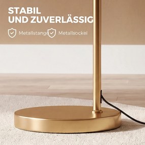 HOMCOM Stojací lampa s paticí E27 Stojací lampa do obývacího pokoje ložnice kancelář, kov ocel plátno zlatá bílá 47x37x153 cm | Aosom.de