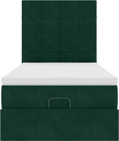 Osmanský rám postele s matracemi tmavě šedá 80x200cm samet 3313436
