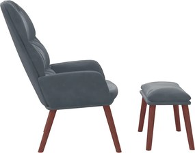 Relaxační křeslo s podnožkou tmavě šedé samet 3315117