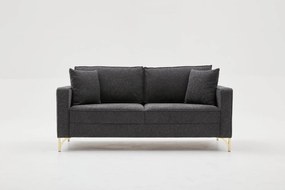 Hanah Home Dvoumístná pohovka BERLIN antracitová se zlatou 180 cm 825BLC2793