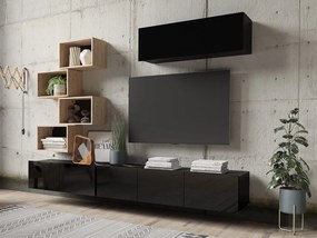 GAB Obývací stěna LORONA 29, Černá/ Dub Artisan 250 cm