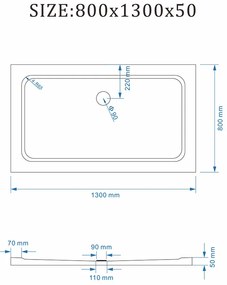 BPS-koupelny Obdélníková akrylátová sprchová vanička HYD-OSV-SILK 130x80 černá