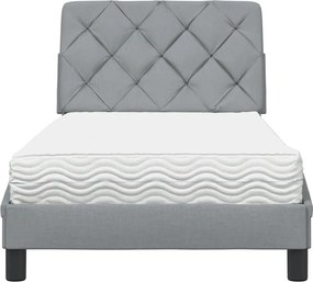 Postel s matrací světle šedá 90 x 190 cm textil 3310706
