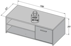 TV skříňka Quadro, dub sonoma/bílá, 2 přihrádky