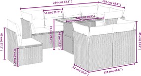 9dílná zahradní sedací souprava s poduškami šedá polyratan 3270934