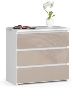 Komoda CL3 - bílá/cappuccino lesk