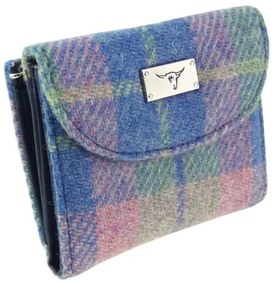 Peněženka Jura Harris Tweed Soft Blue and Pink Tartan - Glen Appin
