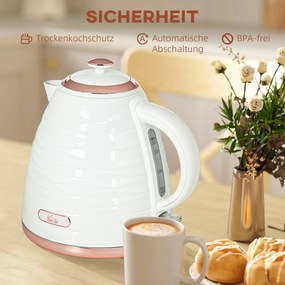 HOMCOM Elektrický varná konvice, 1,7 l, 2,2 kW, rychlovarná funkce s odnímatelným omyvatelným filtrem proti vodnímu kameni