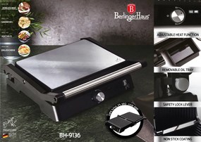 BERLINGERHAUS Kontaktní gril s nepřilnavým povrchem 2000 W Royal Black Collection BH-9136