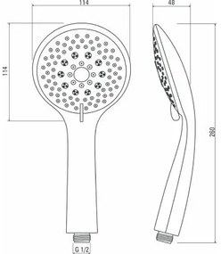 Deante Neo Lobo, 3-funkční ruční sprchová hlavice, chromová, NBY_051S