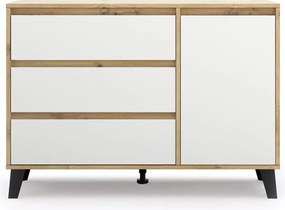 Komoda Borg 1d3s dub artisan / bílá