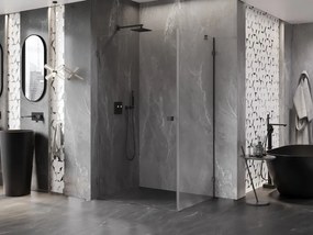 Mexen Lunar-B, výklopný sprchový kout levý 90 x 80 cm, 8mm čiré sklo, grafitový profil, 832-090-080-95-00-L