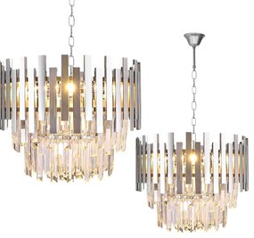 Lustr Aspen, 1x křišťálové/chromové kovové stínítko, (fi 45cm), ch