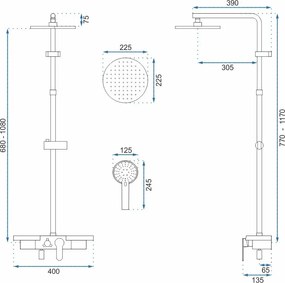 REA - Santos sprchový set s baterií 150mm, černá, REA-P8803